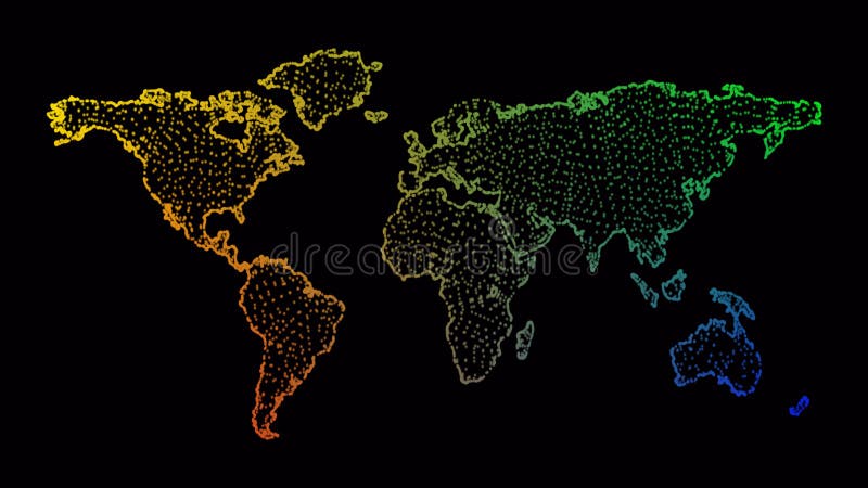 Glitter Spectrum Map of the World with Glare Effect. Abstract Lines ...