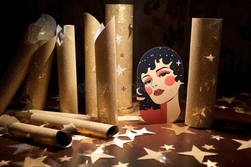Glitter Tubes Next To Spread-out Paper Cutouts Stock Photo - Image of ...