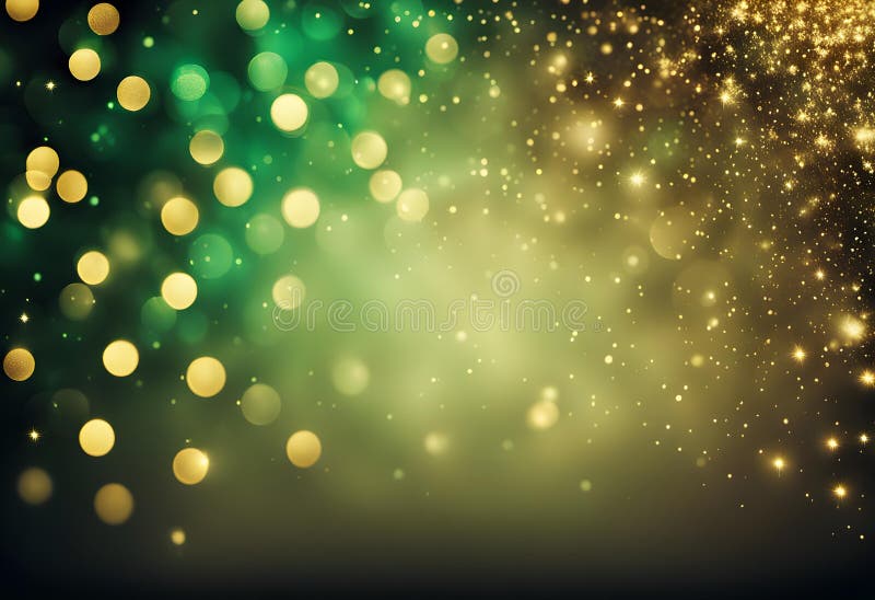 Glitter Vintage Lights Background. Black, Green and Gold Stock ...