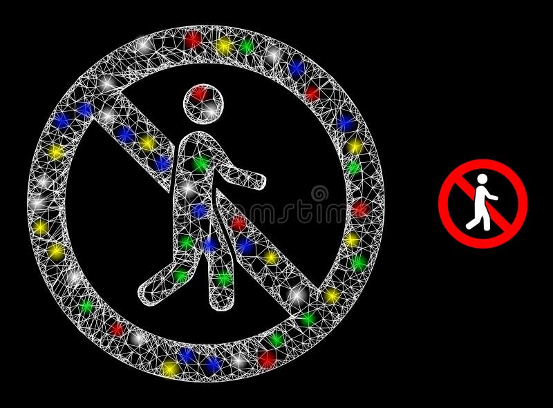 Glitter Web Net Stop Pedestrian Icon Stock Illustration - Illustration ...