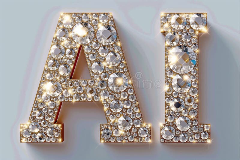 Glittering AI Letters, Adorned with Sparkling Diamonds, Luxurious and ...