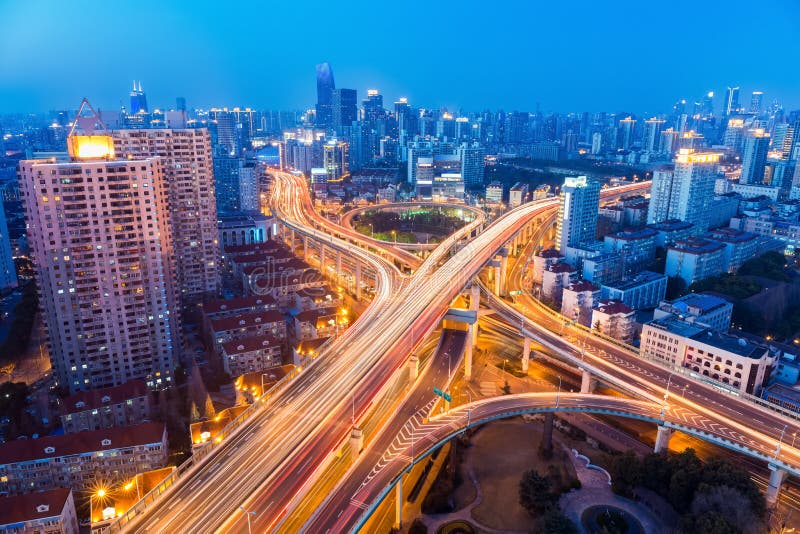 Highway Intersection in Shanghai Stock Image - Image of bridge, aerial ...