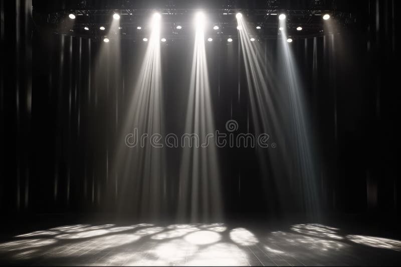 Glittering Confetti Falling Down on a Stage with Lightbeams Background ...