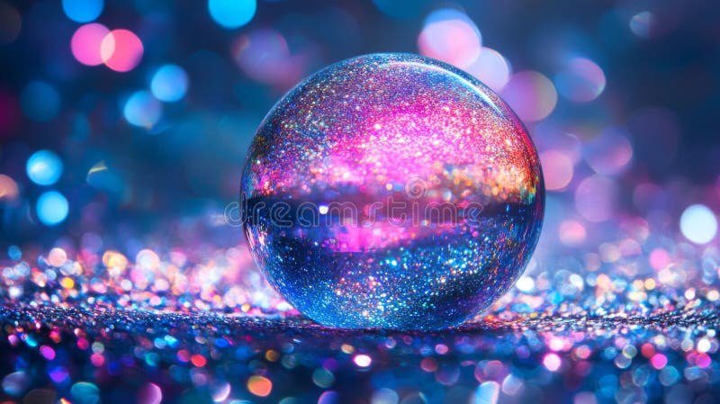 Glittering Crystal Sphere on Sparkling Background Stock Illustration ...