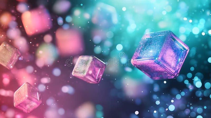 Glittering Cubes Float in a Dreamlike Setting Stock Image - Image of ...