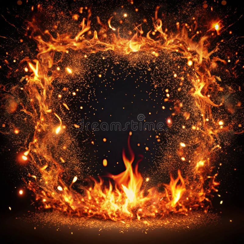 Glittering Fire Embers Over Dark Background Stock Illustration ...