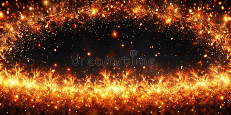 Glittering Fire Embers Over Dark Background Stock Illustration ...
