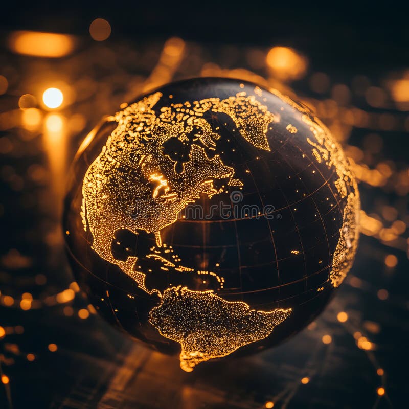 Glittering Globe Representing Earth with Lights and Textures Stock ...
