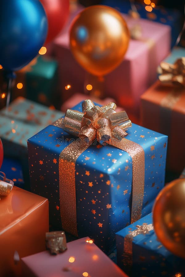 Glittering Glowing Many Present Boxes. by Generative Ai Stock ...