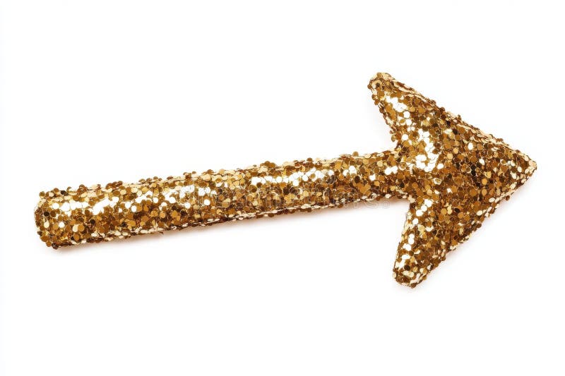 Glittering Gold Arrow Pointing Right on White Isolated Background Stock ...