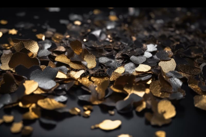 Glittering Gold Flakes on a Metallic Silver Background with a Gradient ...