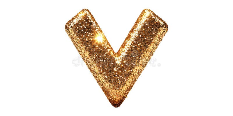 Glittering Gold Letter V Isolated on Transparent Background Stock Image ...