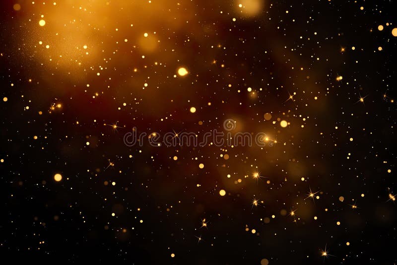 Glittering Gold Particles on Black Background Creating Magical ...