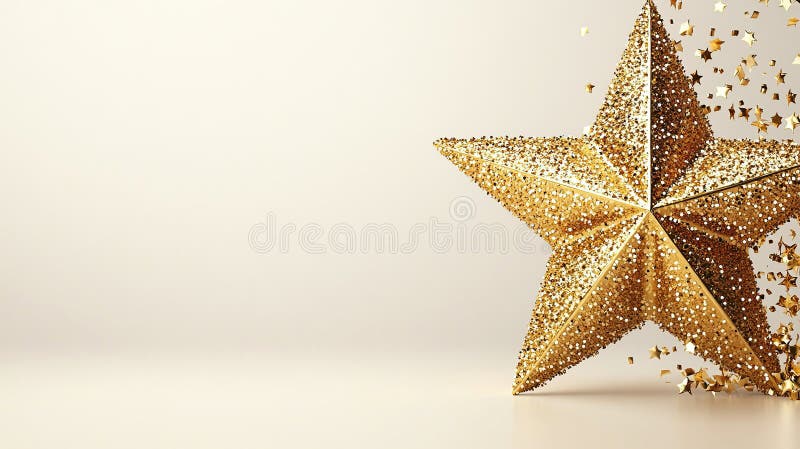 Glittering Gold Star Exploding, Light Beige Background, Festive Design ...