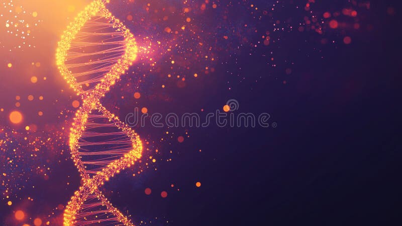 Glittering Golden DNA on Bokeh Background with Copyspace.Abstract ...