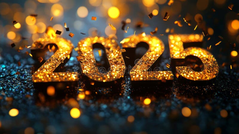 Glittering Golden Numbers Two Thousand Twenty Five Stock Illustration ...