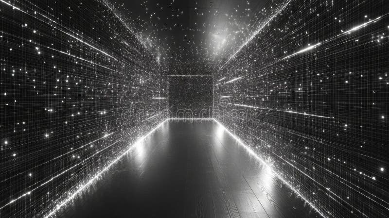 Glittering Grid Corridor Digital Space Abstract Stock Illustration ...