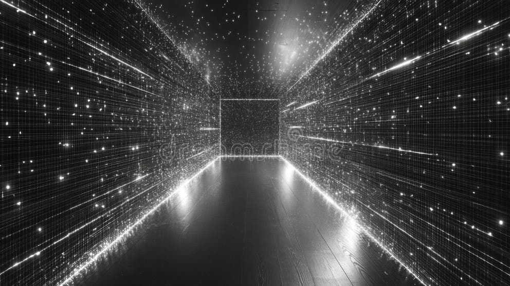 Glittering Grid Corridor Digital Space Abstract Stock Illustration ...