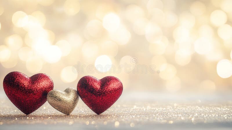 Glittering Hearts in Romantic Setting with Soft Blurred Background ...