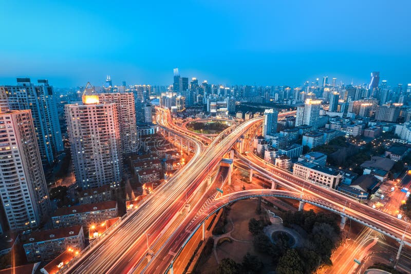 Highway Intersection in Shanghai Stock Image - Image of bridge, aerial ...