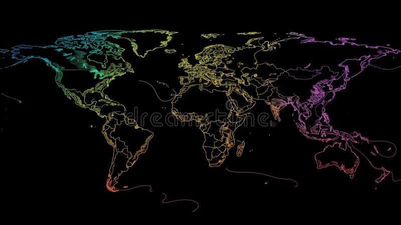 Glittering Light World Map. Sparkling World Map Stock Photo - Image of ...