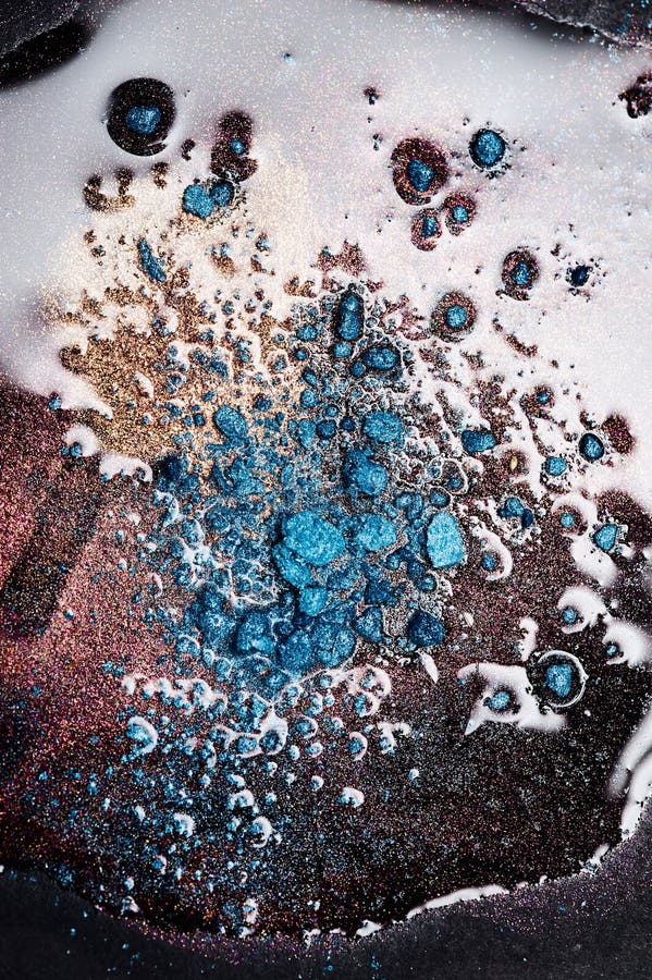 Glittering Liquid Oil with Blue Make-up Powder Stock Image - Image of ...