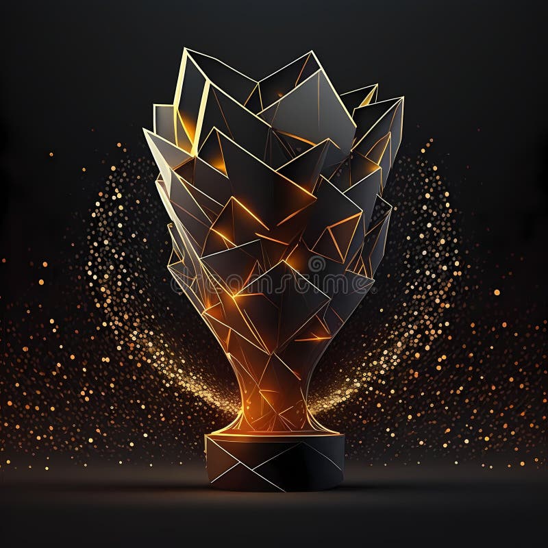 Glittering Low Poly Trophy. Generative AI Stock Illustration ...