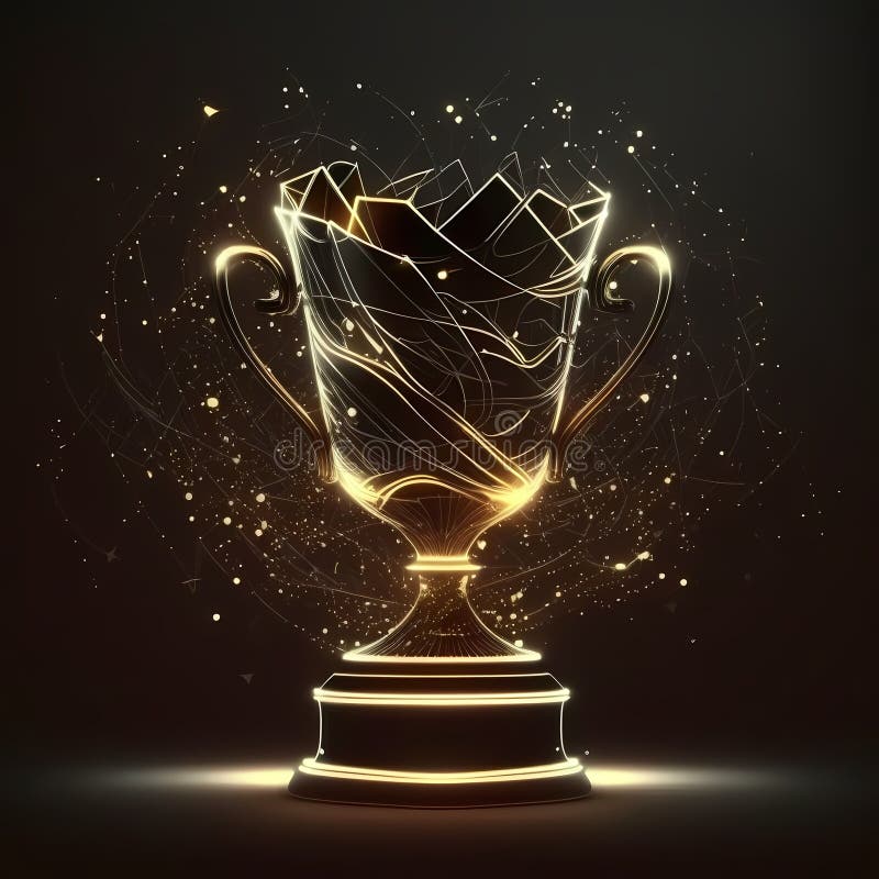 Glittering Low Poly Trophy. Generative AI Stock Illustration ...