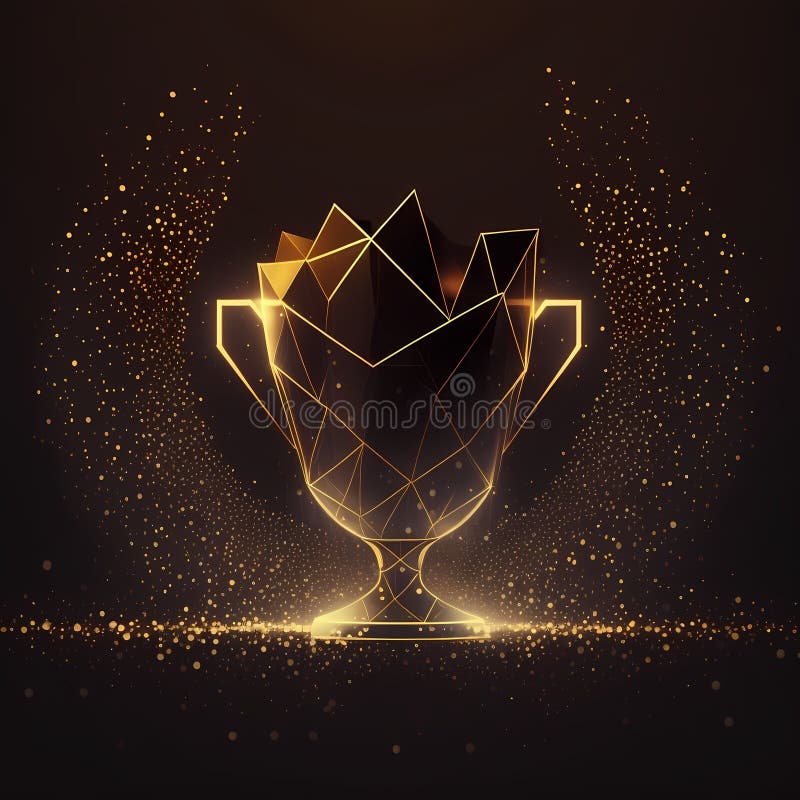 Glittering Low Poly Trophy. Generative AI Stock Illustration ...