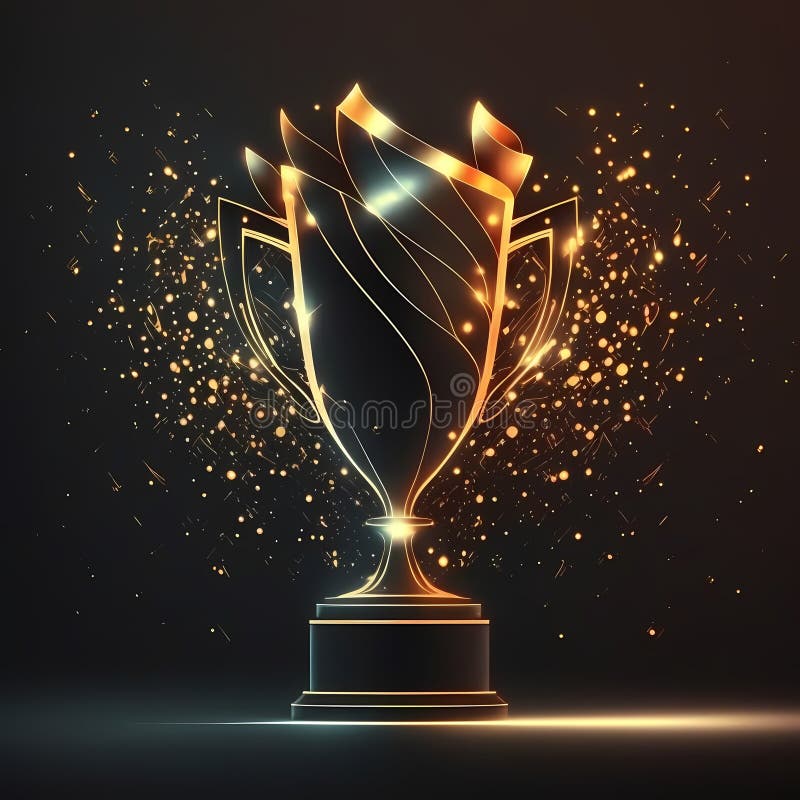 Glittering Low Poly Trophy. Generative AI Stock Illustration ...