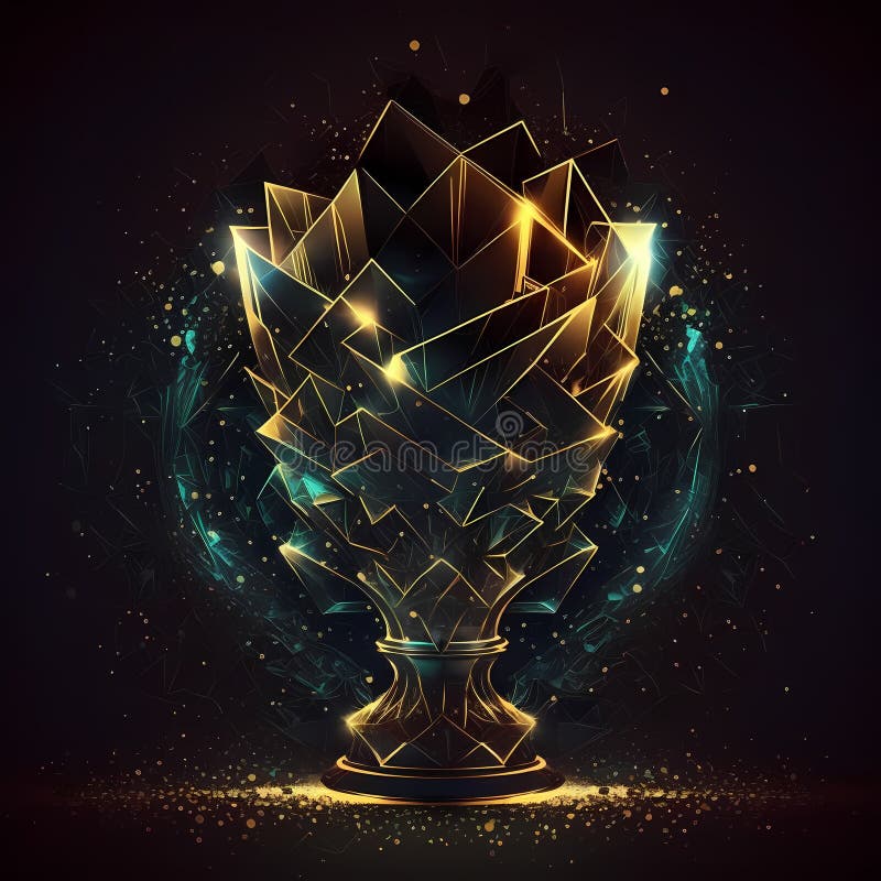 Glittering Low Poly Trophy. Generative AI Stock Illustration ...