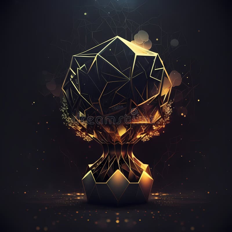 Glittering Low Poly Trophy. Generative AI Stock Illustration ...