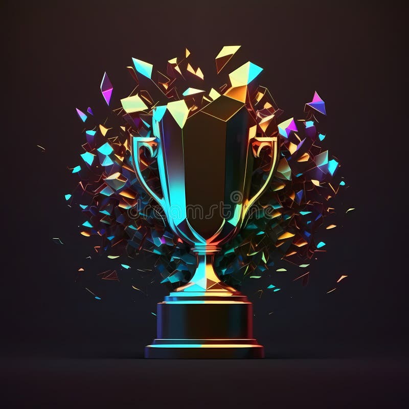 Glittering Low Poly Trophy. Generative AI Stock Illustration ...