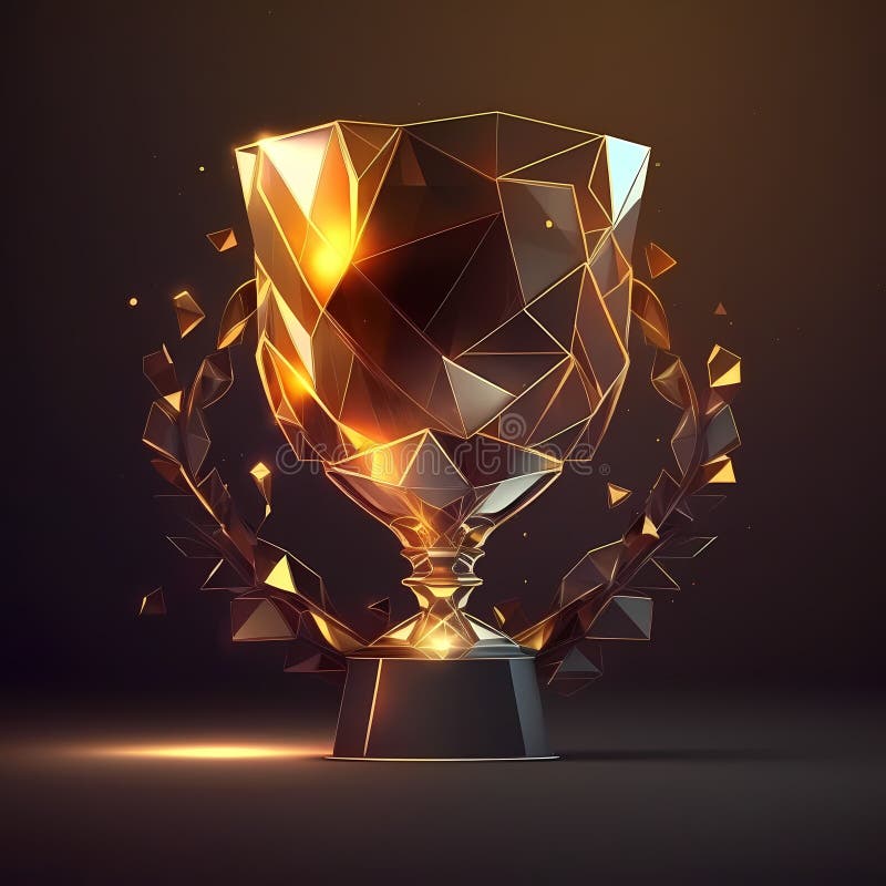 Glittering Low Poly Trophy. Generative AI Stock Illustration ...