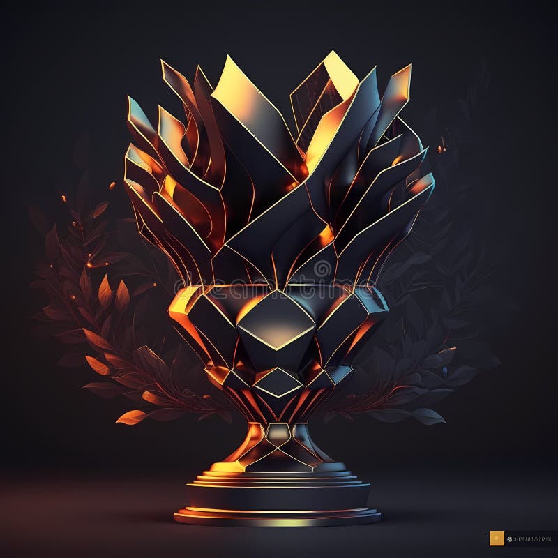 Glittering Low Poly Trophy. Generative AI Stock Illustration ...