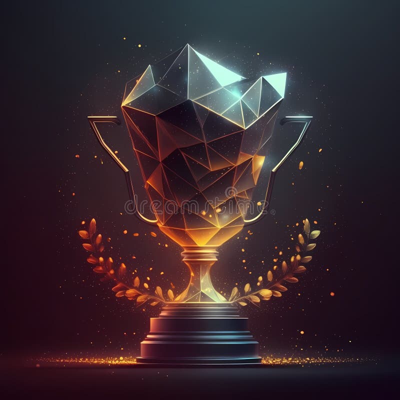 Glittering Low Poly Trophy. Generative AI Stock Illustration ...