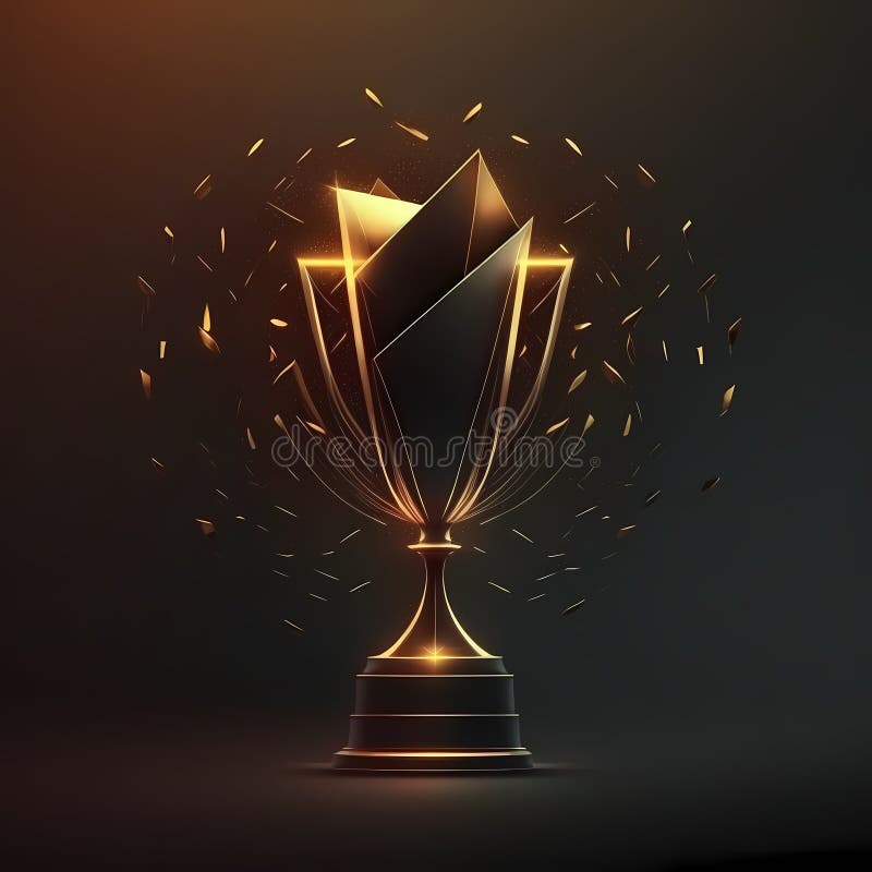 Glittering Low Poly Trophy. Generative AI Stock Illustration ...