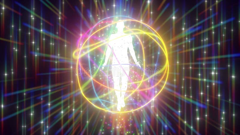 A Glittering Man Floating in the Astral Starry Sky. Stock Video - Video ...