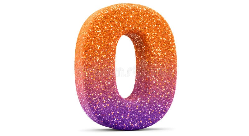 Glittering Numerical Zero Illustration with Orange and Purple Gradient ...