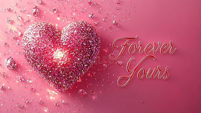 Glittering Pink Heart with Sparkling Gems, Expressing Love and ...