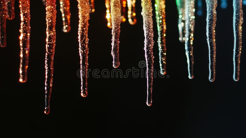 Glittering Rainbow-colored Icicles Dripping Down Stock Photo - Image of ...