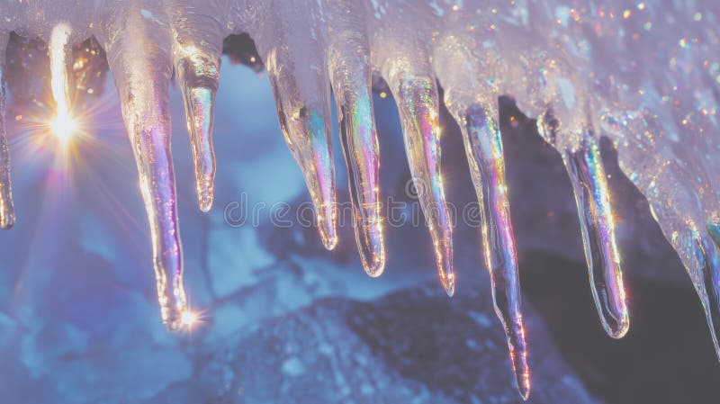 Glittering Rainbow-colored Icicles Dripping Down Stock Photo - Image of ...