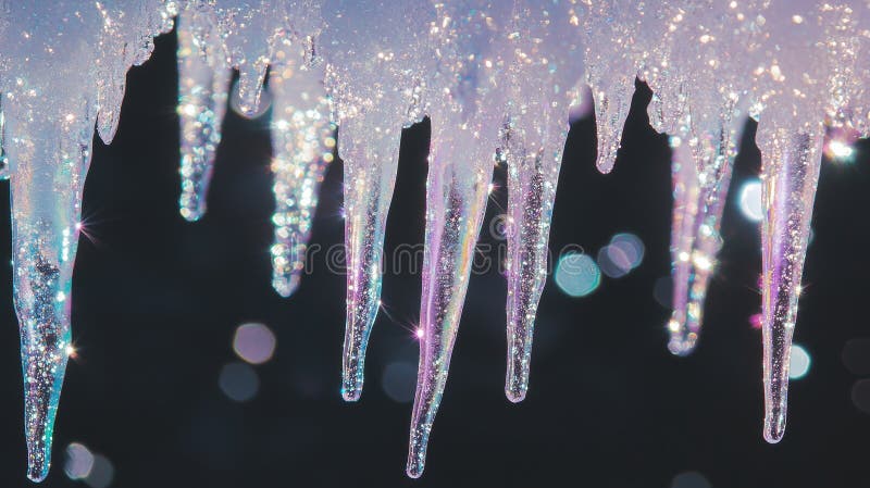 Glittering Rainbow-colored Icicles Dripping Down Stock Photo - Image of ...
