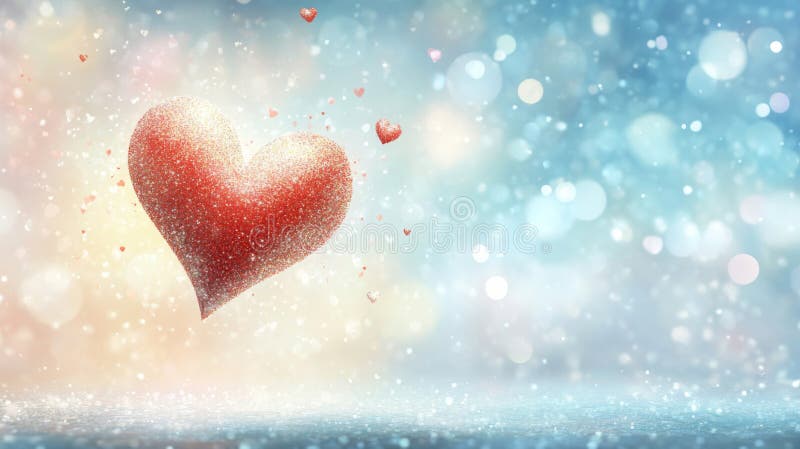 Glittering Red Heart with Smaller Hearts Falling Stock Illustration ...