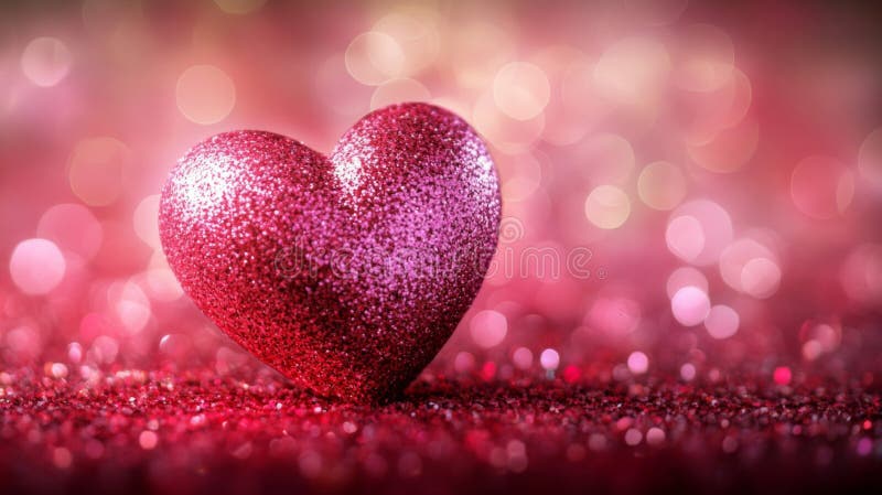 Glittering Red Heart on Sparkling Background Stock Illustration ...