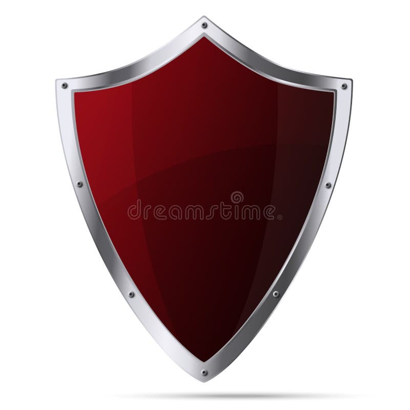 Glittering Red Metallic Shield Isolated on White Background Stock ...