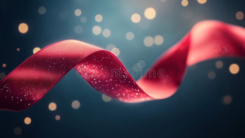 Glittering Red Ribbon Curls on Dark Background Stock Illustration ...