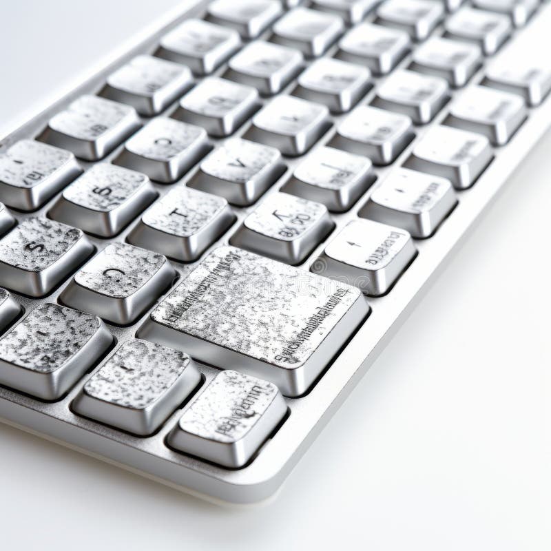 Glittering Silver Keyboard on White Surface - Recycled and Digitally ...
