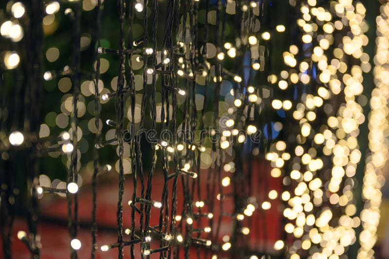 Glittering String Lights with Bokeh Shining Decoration Stock Image ...