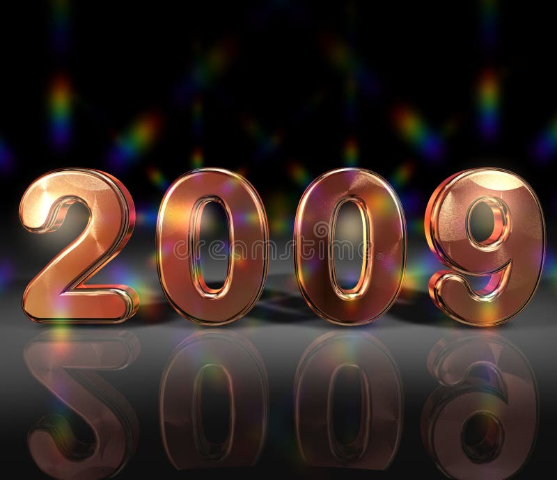 New Year 2009 3D Gold Numbers Stock Illustration - Illustration of ...